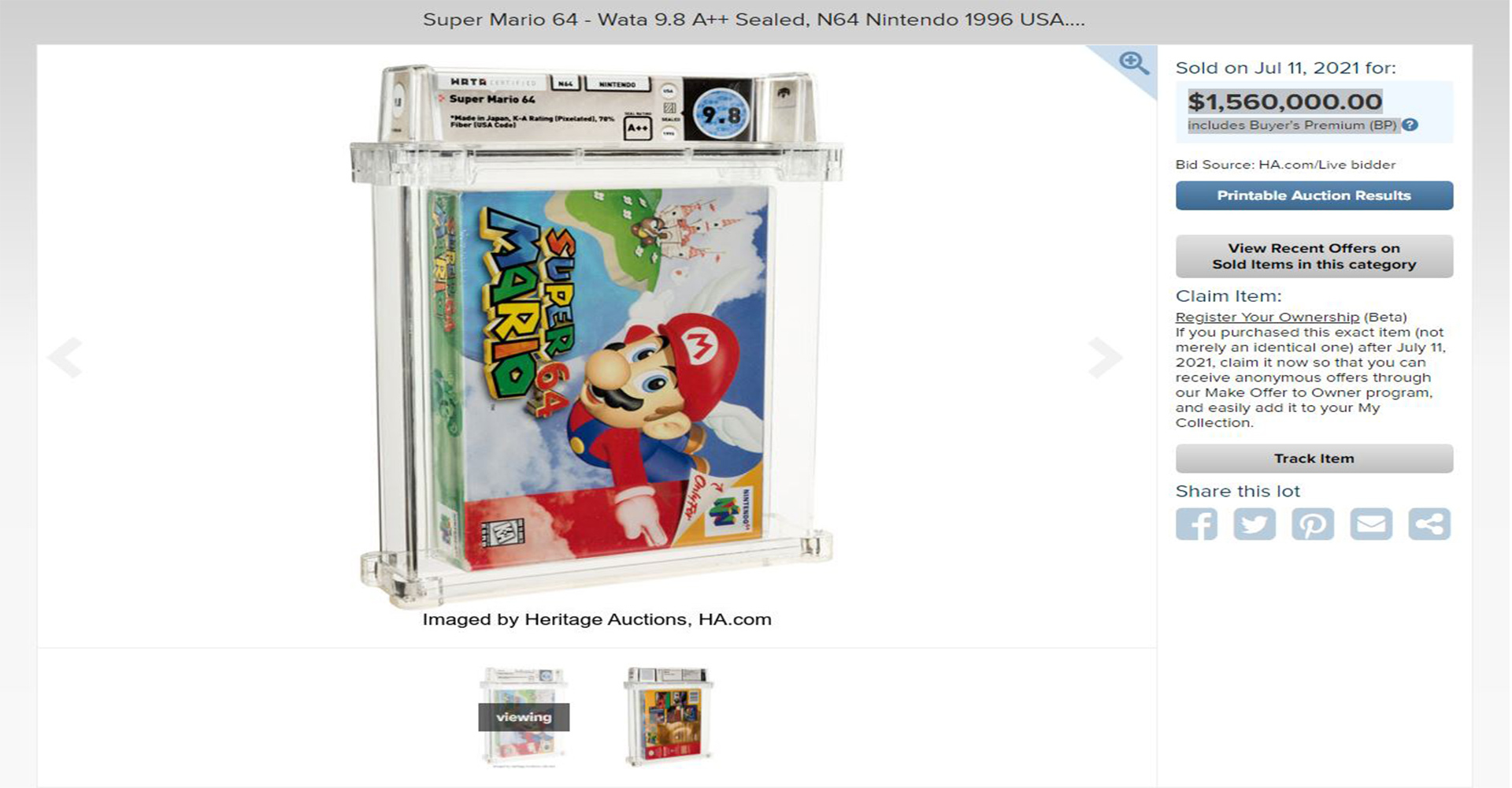 ‘Super Mario 64’ copy sold for $1.5 million becomes most valuable game ...