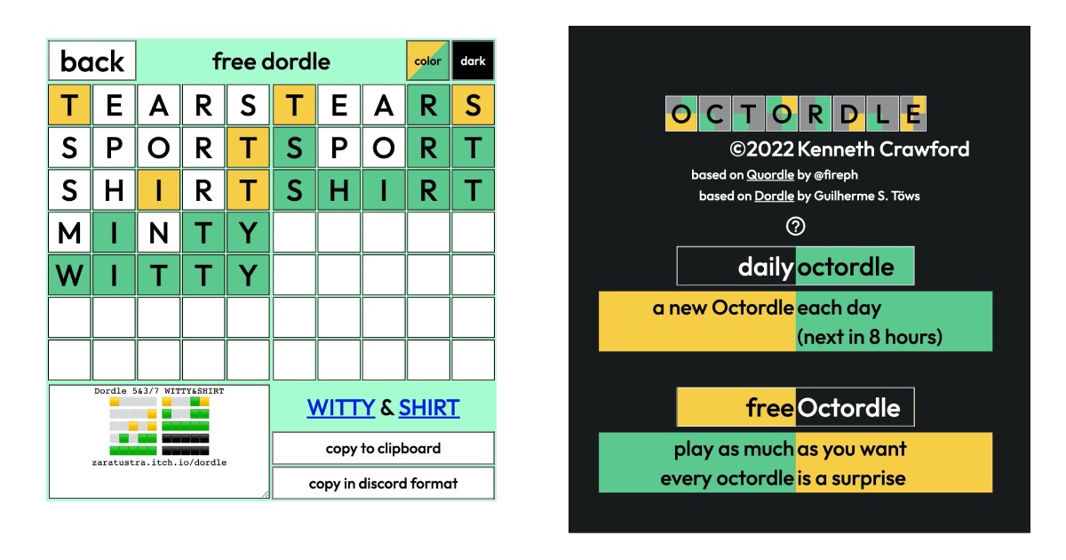 ‘Wordle’ variants for multi-taskers: ‘Dordle,’ ‘Quordle,’ ‘Octordle ...