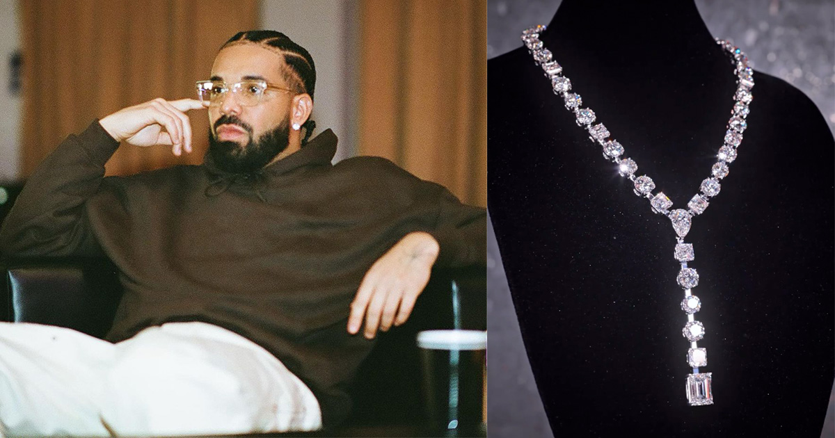Drake gets custom necklace with 42 engagement ring diamonds for the ...