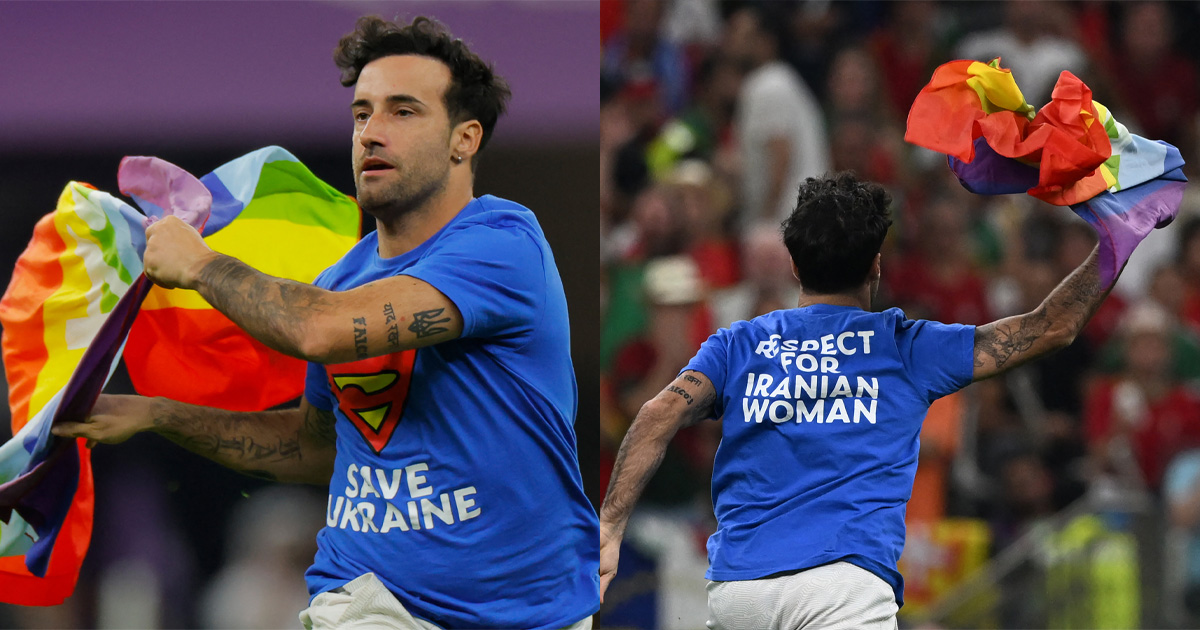 'Like a Robinhood 2.0': Man invades World Cup pitch with banned rainbow ...
