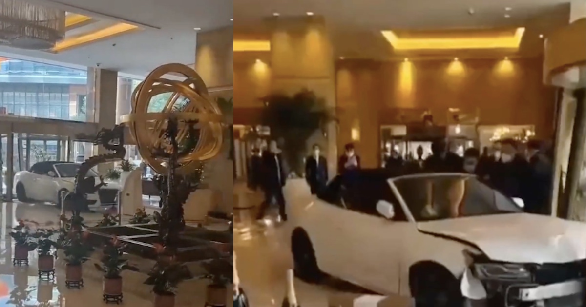WATCH: Man smashes sports car through hotel lobby due to his missing ...