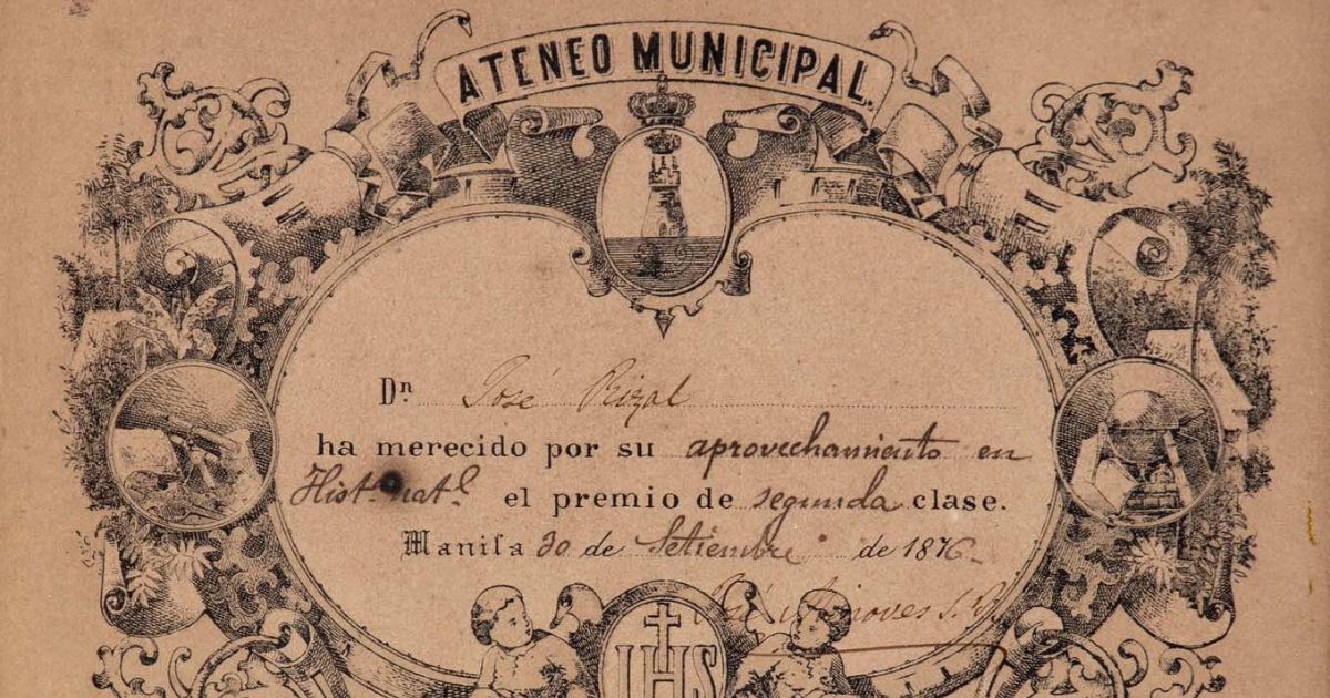 LOOK: Jose Rizal's Ateneo report card up for grabs starting at P350,000 ...