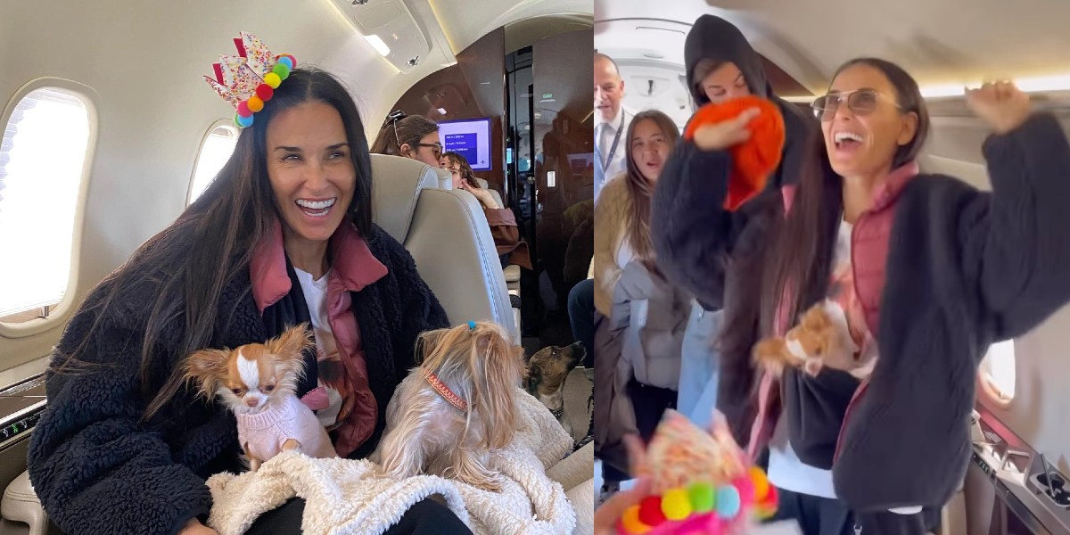 Celebration in the sky: Demi Moore looks stunning for her 60th birthday ...