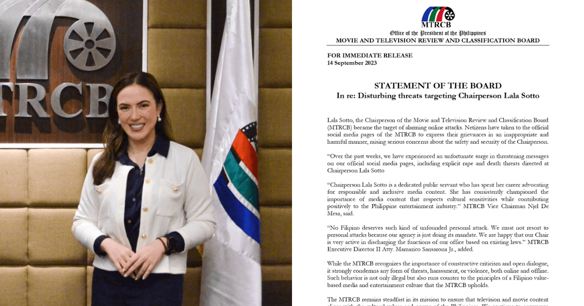 MTRCB denounces 'disturbing' online attacks against its chair Lala ...