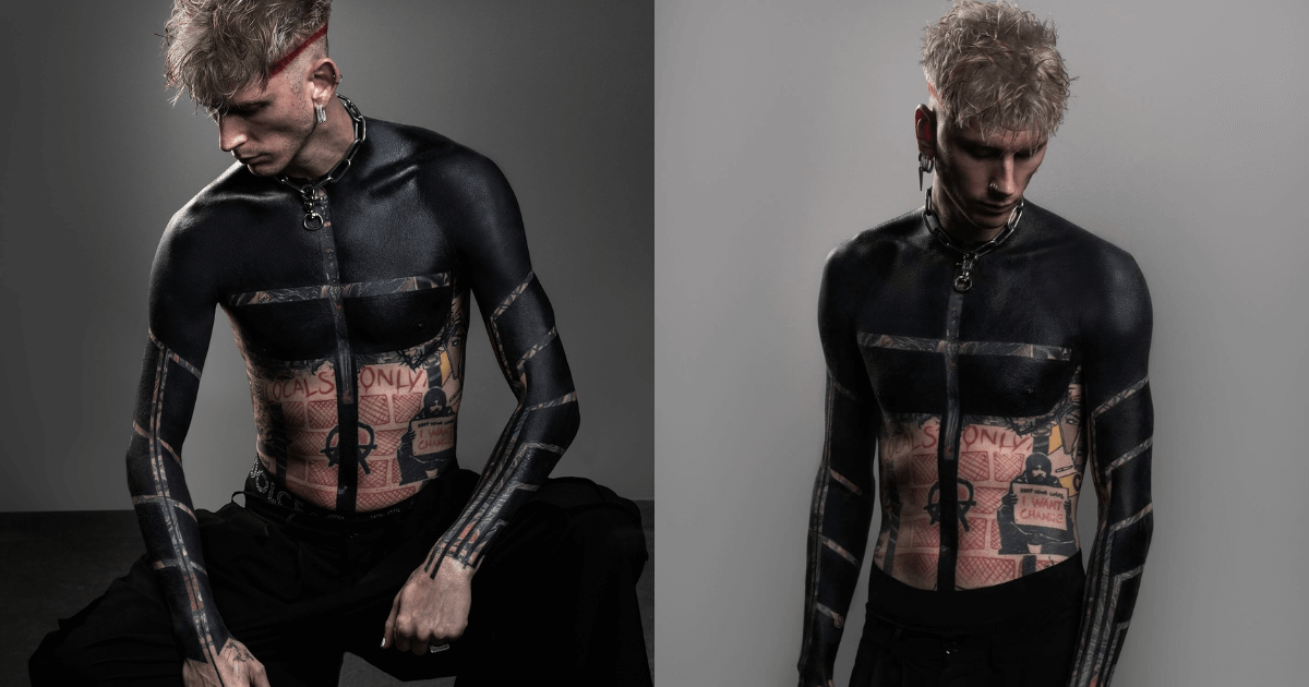 LOOK: Machine Gun Kelly shows off blackout tattoo that required 44 ...