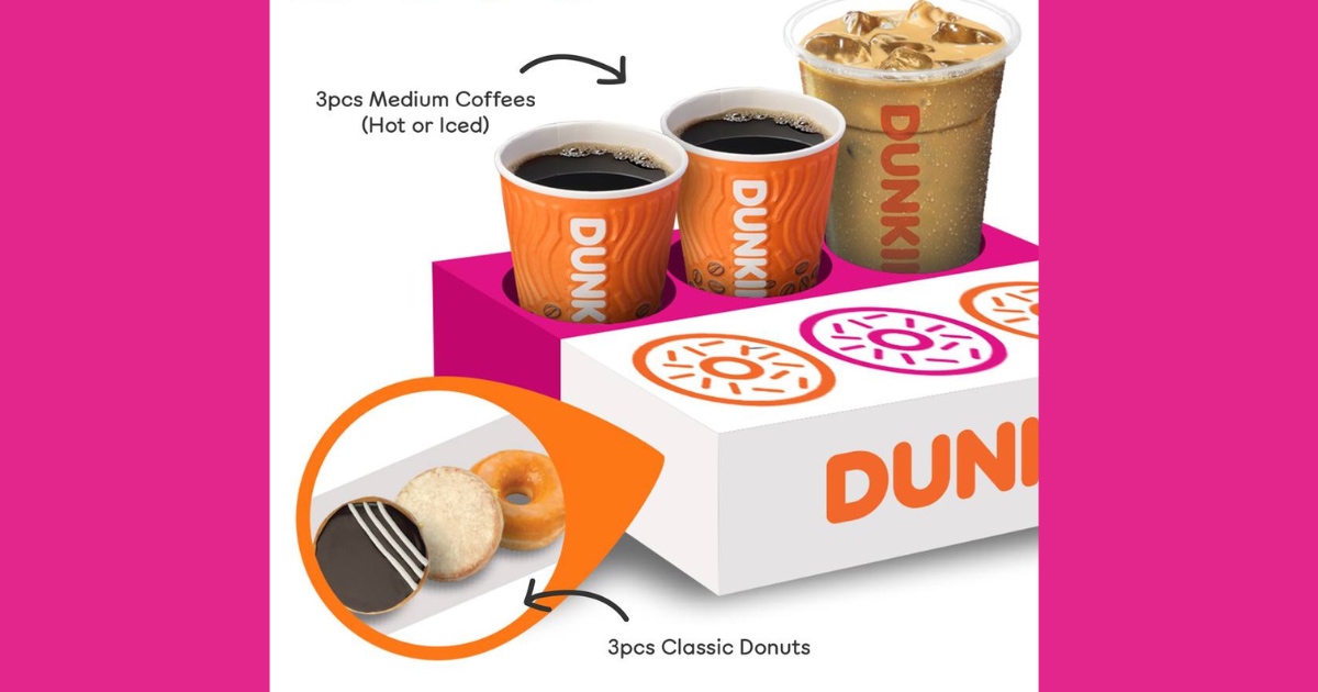You can get 3 coffees, 3 donuts from Dunkin' for only P229 on July 18 ...