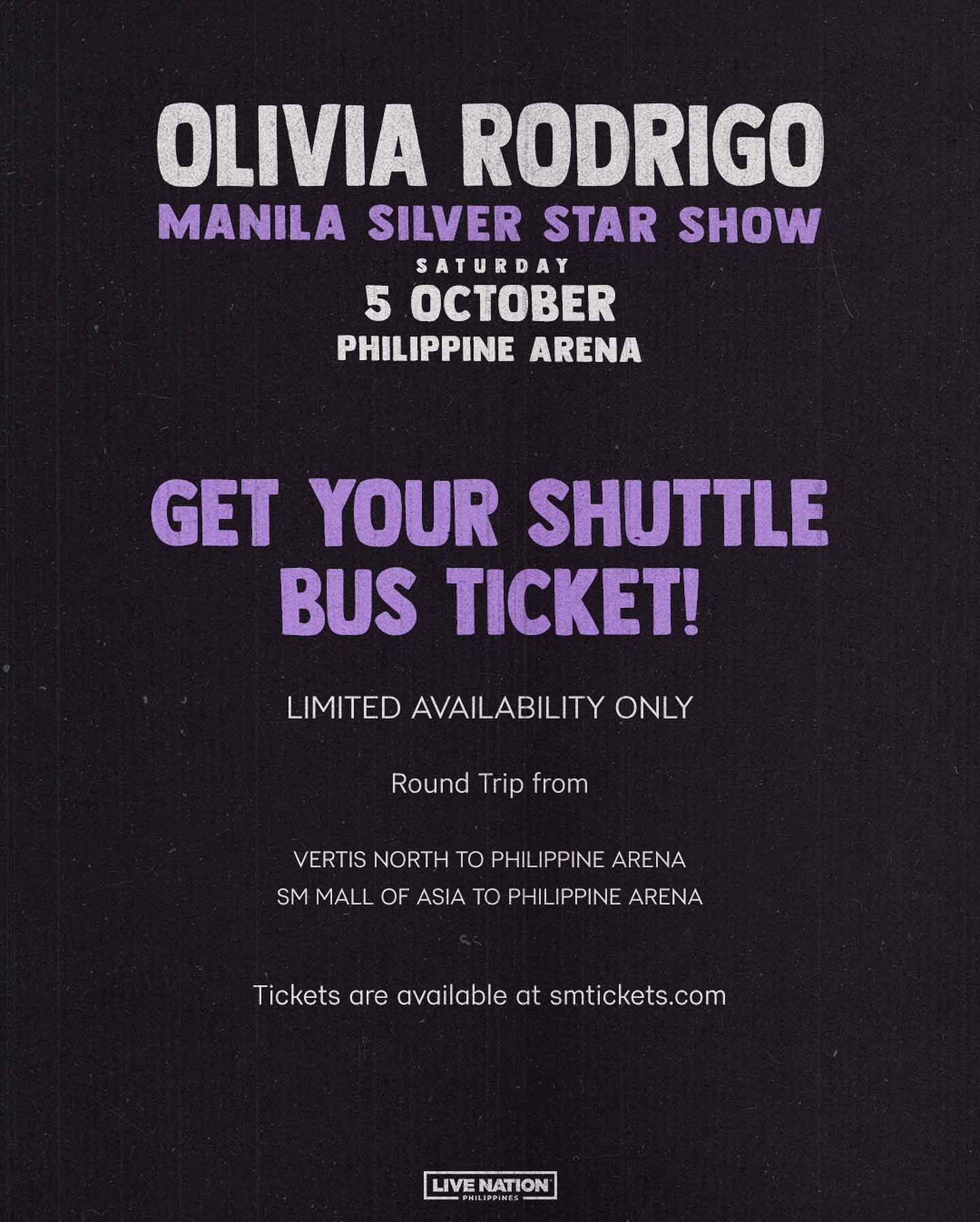 PSA: Shuttles to Olivia Rodrigo's concert in Bulacan now available ...
