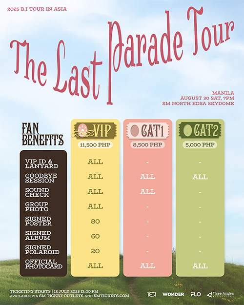 Ticket prices, seat plan for B.I's 'The Last Parade Tour' in Manila ...