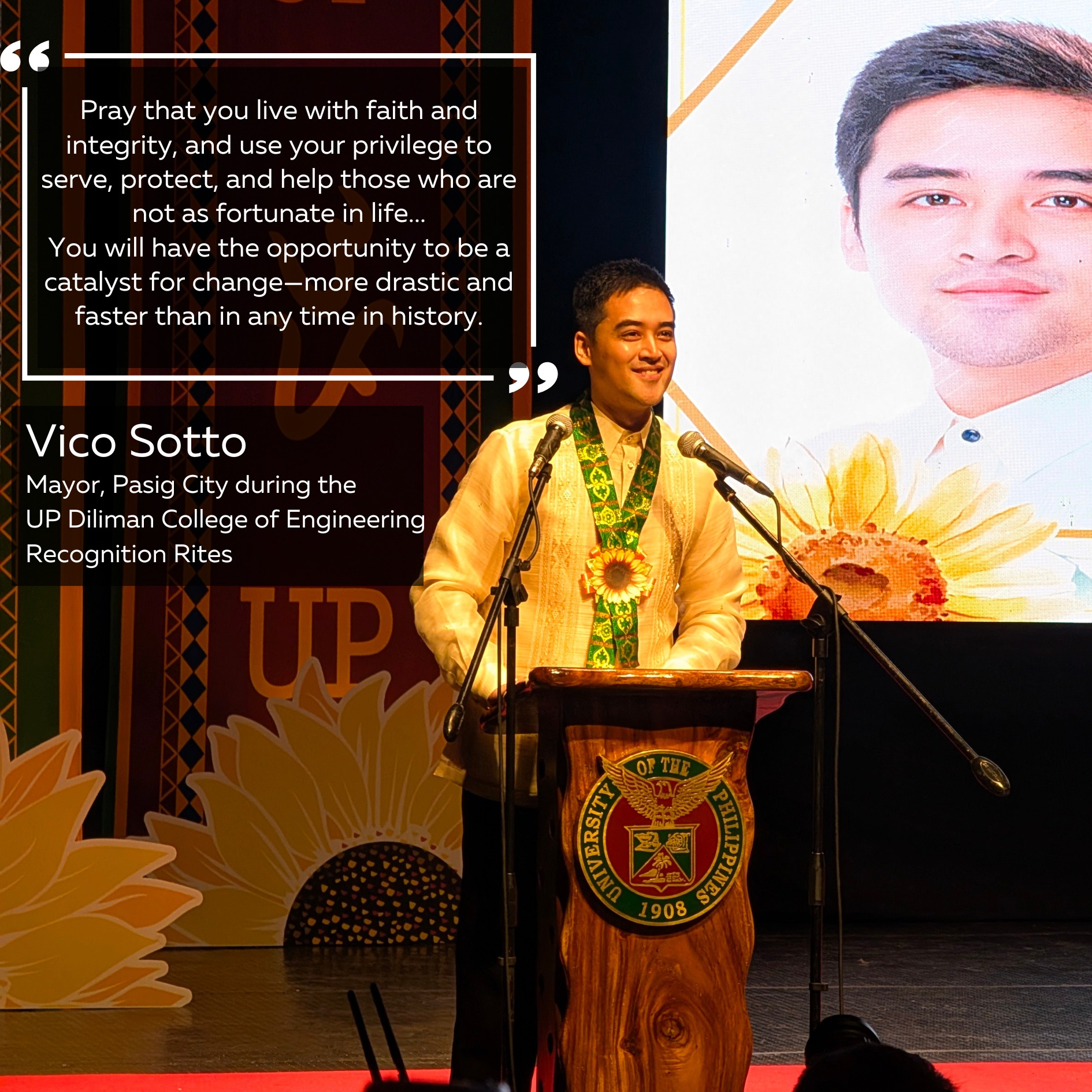 Vico Sotto challenges UP Diliman graduates to choose integrity over ...