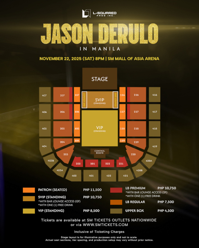 Seat plan, ticket prices, and after-party access details for Jason ...