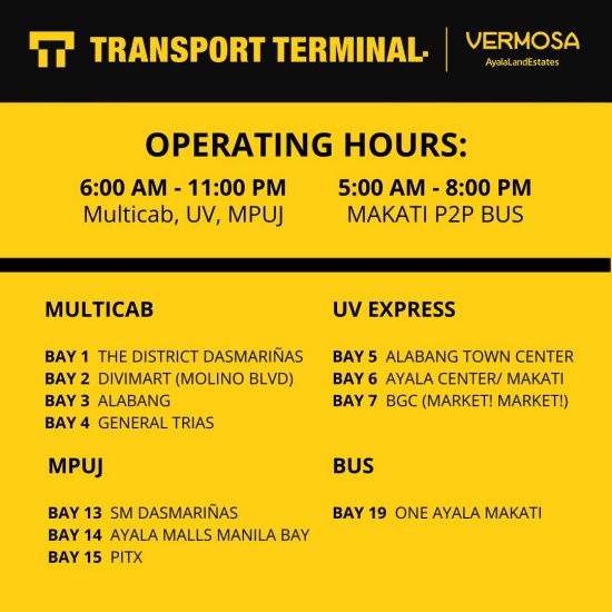 Here are the routes of Cavite's new Vermosa Transport Terminal ...